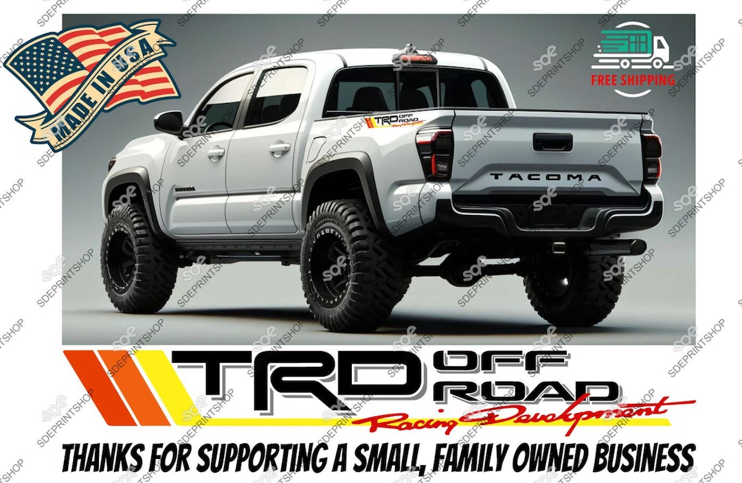 Set of 2 Vintage Tri-color TRD OFF ROAD Bedside Decal for Toyota Tacoma ...