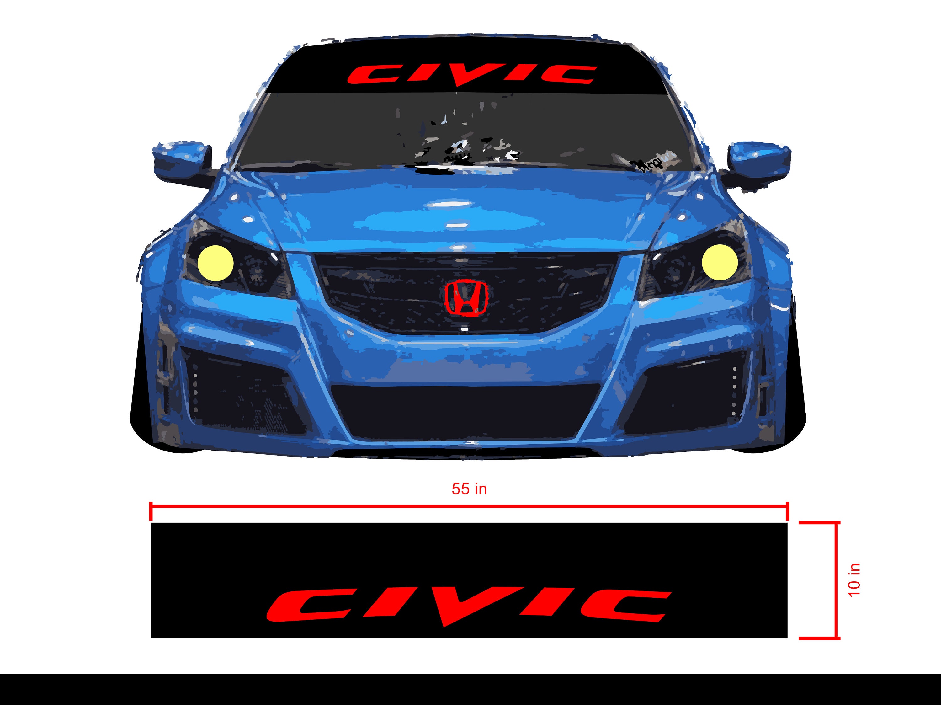 Honda Civic Windshield Banner Decal Visor 2 Layer Cut for | Etsy