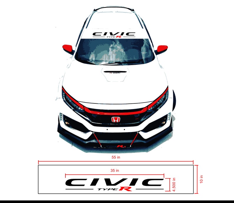 Personalized Honda Civic Type R Windshield Banner - Custom Car Decal 55 ...