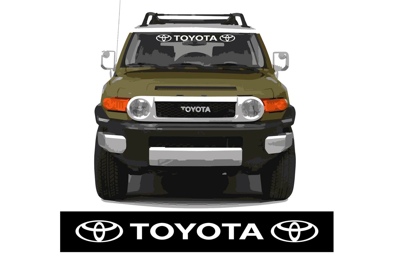 TOYOTA Windshield Banner 2 Logo for All TOYOTA Vehicles - Sizes 30 ...