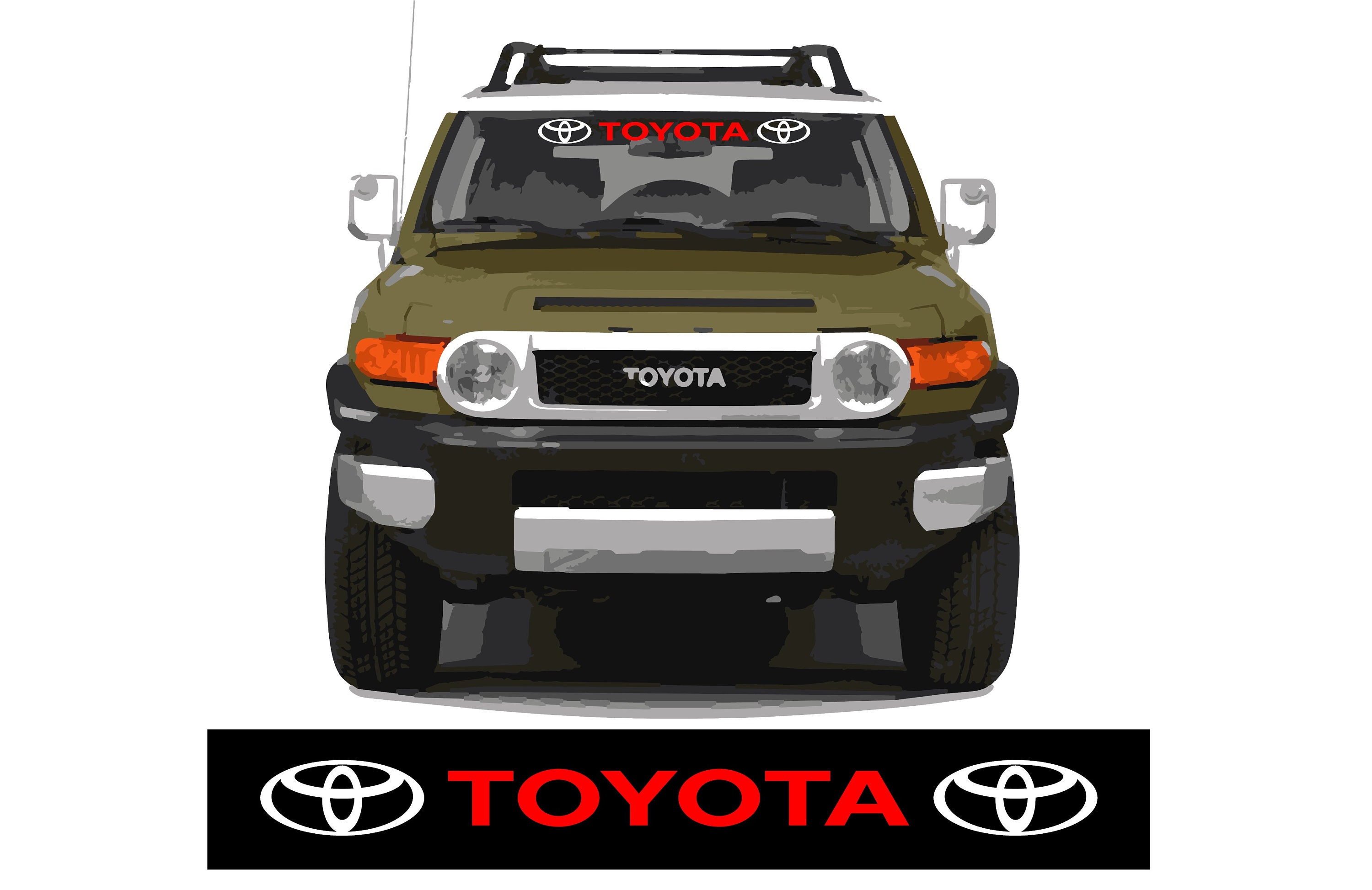 TOYOTA Windshield Banner 2 Logo for All TOYOTA Vehicles - Sizes 30 ...