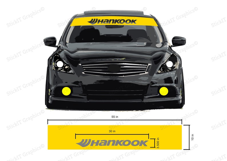 Hankook Windshield Reverse Cut Banner - Custom Car Decal - 55" X 10 ...
