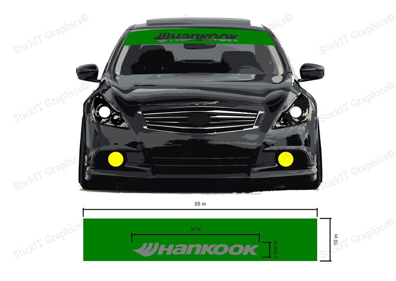 Hankook Windshield Reverse Cut Banner - Custom Car Decal - 55" X 10 ...