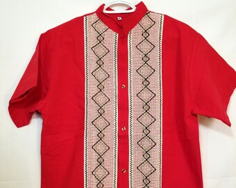 Mens Red Guayabera - Etsy