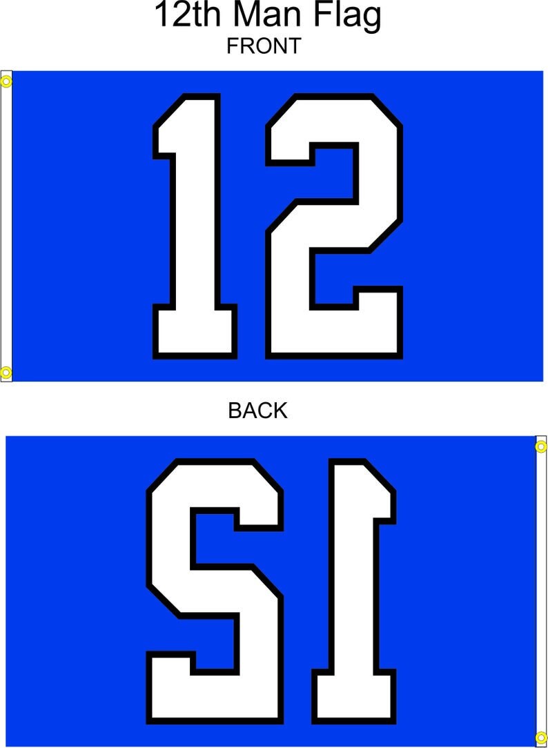 12th Man Flag. Hand Sewn Nylon. 2' X 3' Hand Stitched Numbers. Seattle ...