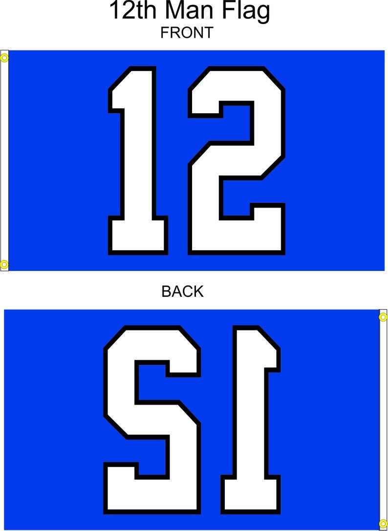 12th Man Flag. Hand Sewn Nylon. 3' X 5' Hand Stitched Numbers. Seattle ...