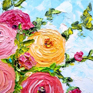 Ranunculus Painting Floral Original Art Impasto Oil Painting 12x12 ...
