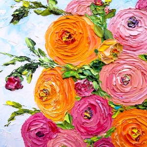 Ranunculus Painting Floral Original Art Impasto Oil Painting 12x12 ...