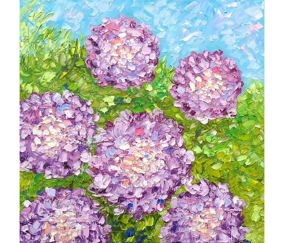 Hydrangea Painting Floral Original Art Impasto Oil Painting 12x12 ...