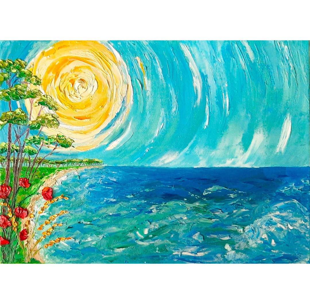 Florida Painting Seascape Original Art Impasto Oil Painting Ocean Beach ...