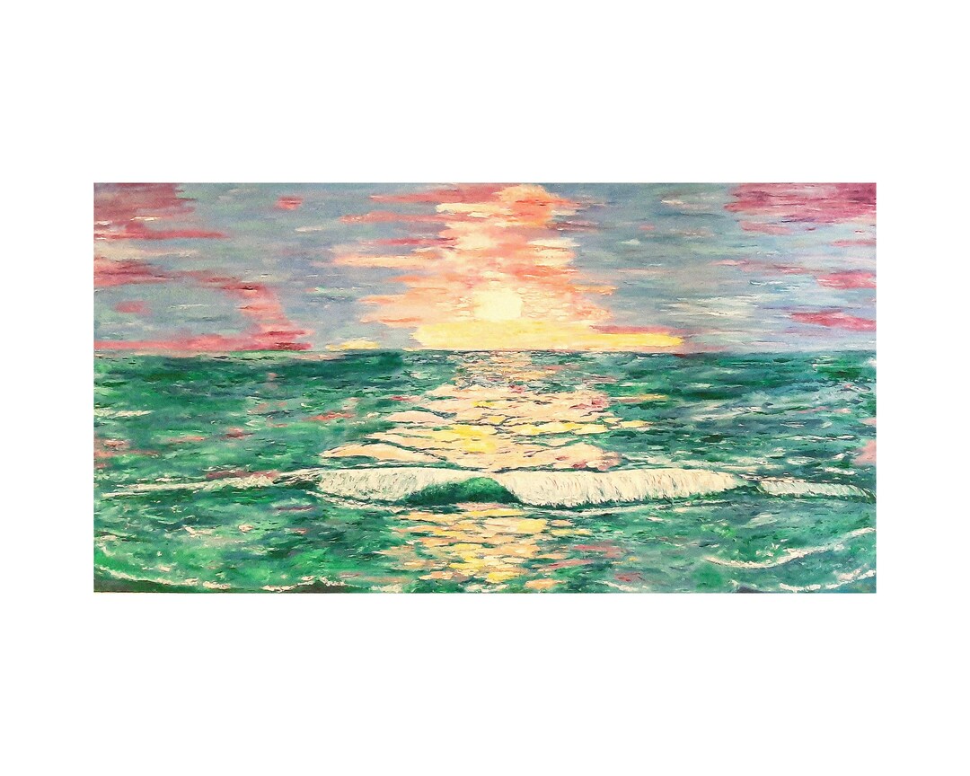 Large Impasto Ocean Sunset Original Painting: California Seascape Art ...