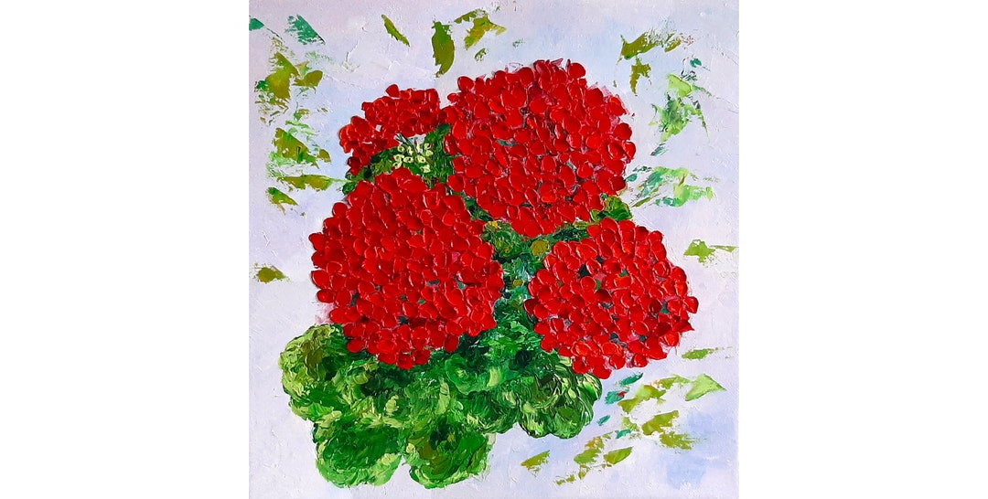Geranium Painting Flowers Original Art Impasto Oil Painting - Etsy