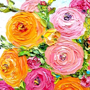 Ranunculus Painting Floral Original Art Impasto Oil Painting 12x12 ...