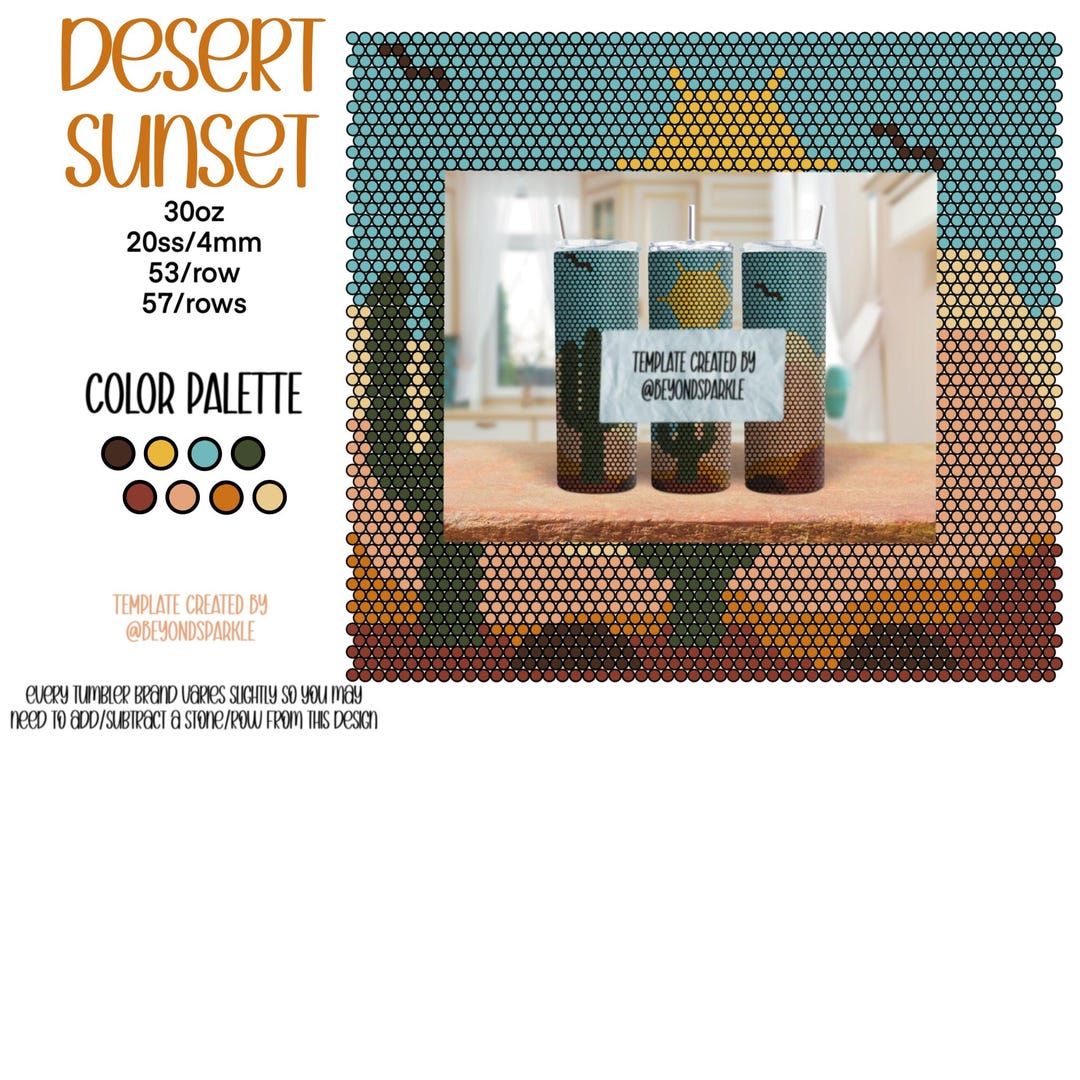 30oz Desert Sunset Rhinestone Template 30SS/5MM PNG Digital File Only ...