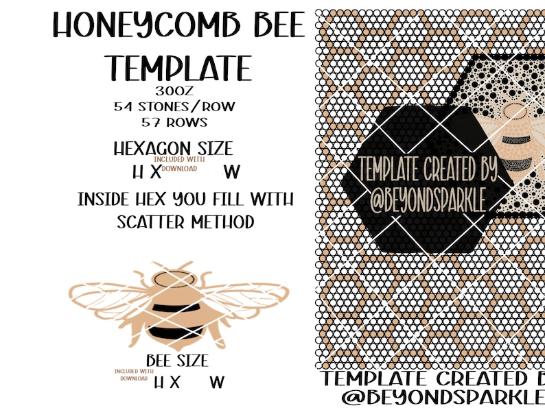 Honeycomb Bee Rhinestone Template 20SS/5MM PNG Digital File - Etsy