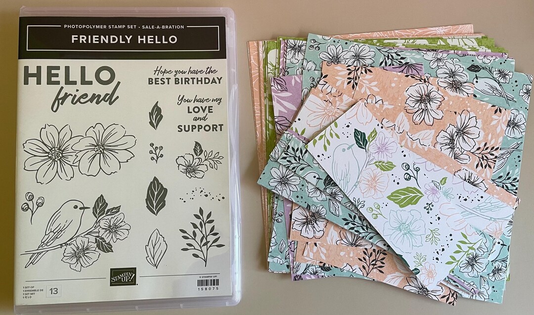 Stampin' Up! Friendly Hello Stamp Set and DSP- Photopolymer Stamps ...