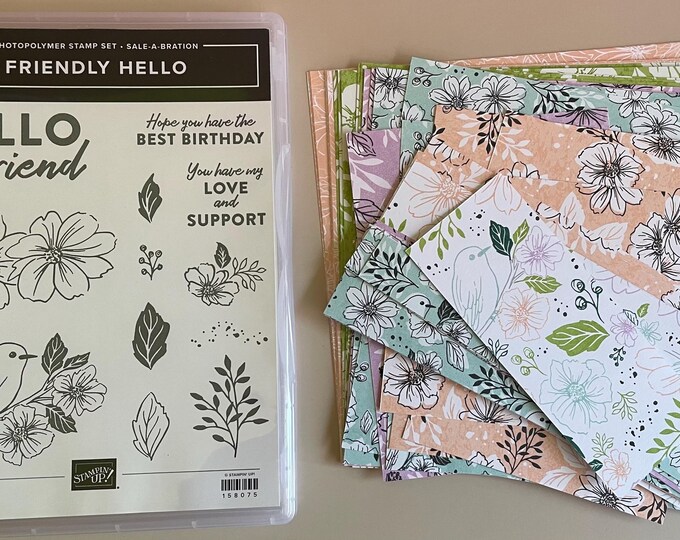 Stampin' Up! Friendly Hello Stamp Set and DSP- Photopolymer Stamps ...