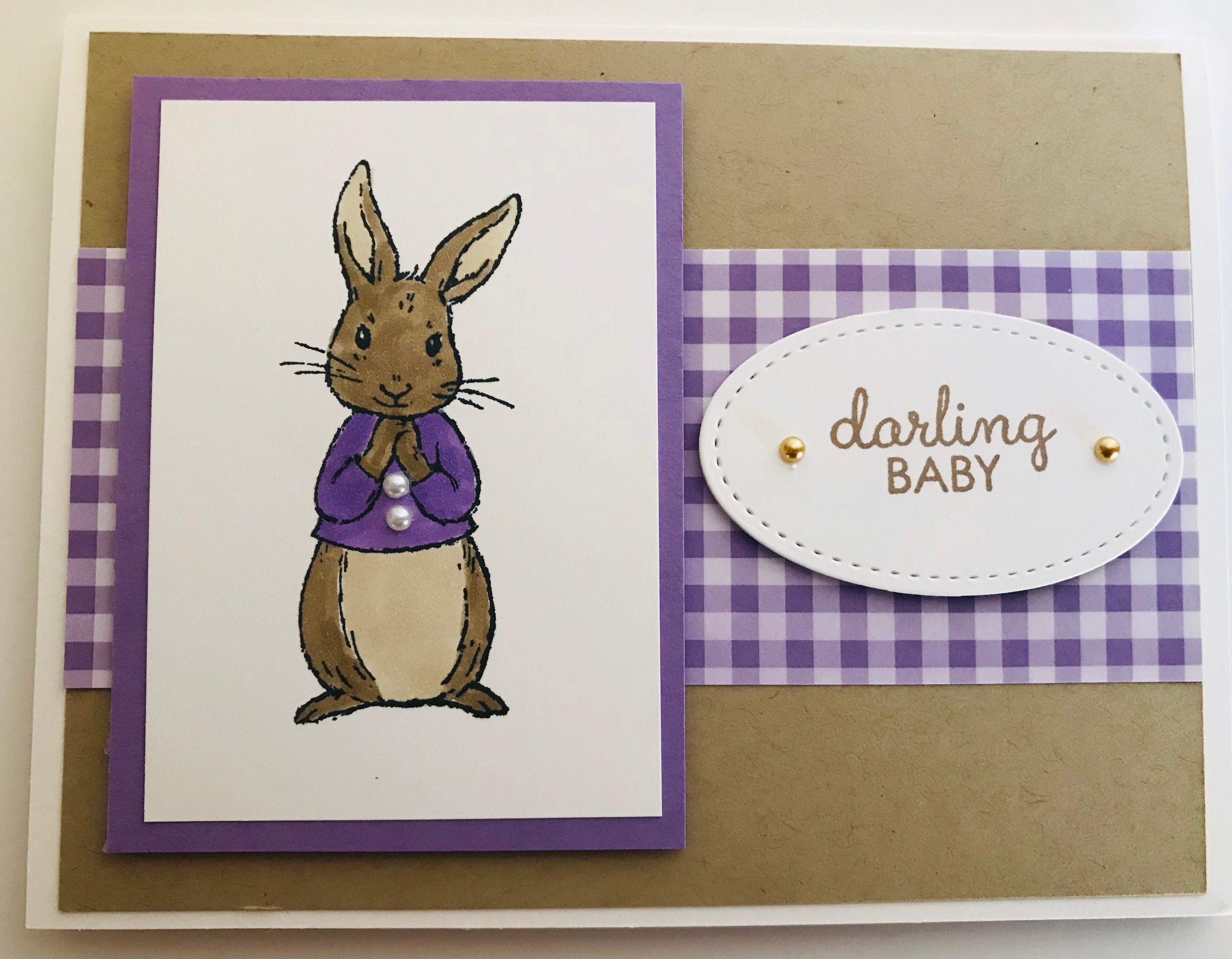 Handmade Baby Girl Card: Bunny Rabbit, Stampin Up! Card - Etsy