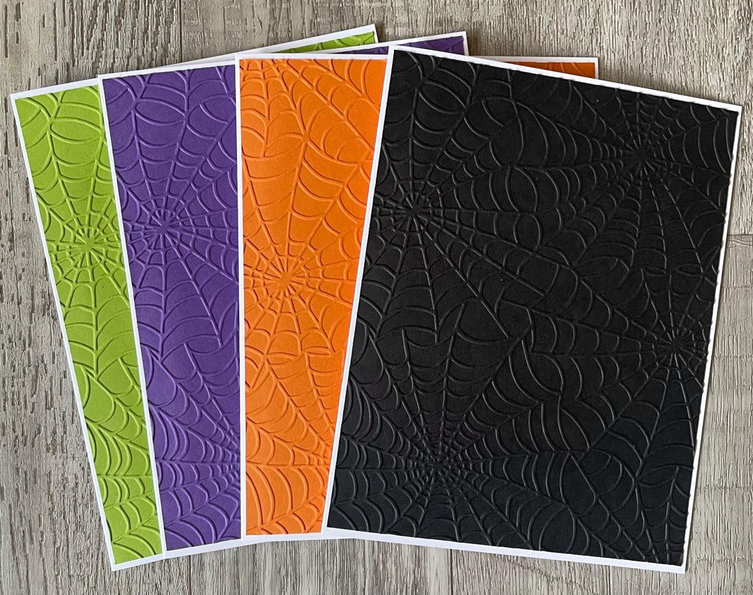 Embossed Spider Web Halloween Cards: Handmade Blank Notecards - Set of ...