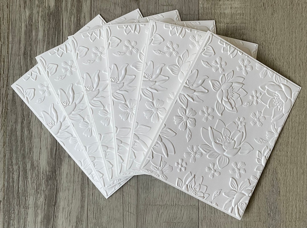 Embossed Floral Cards: Handmade Blank Note Card Set - Etsy