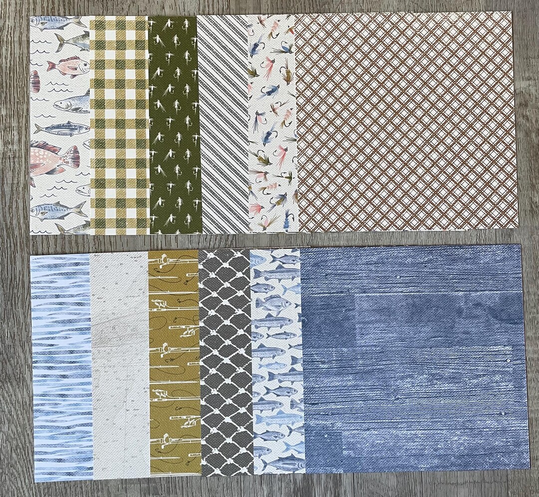 Stampin Up Retired Paper Sampler, Lets Go Fishing Designer Series Paper ...