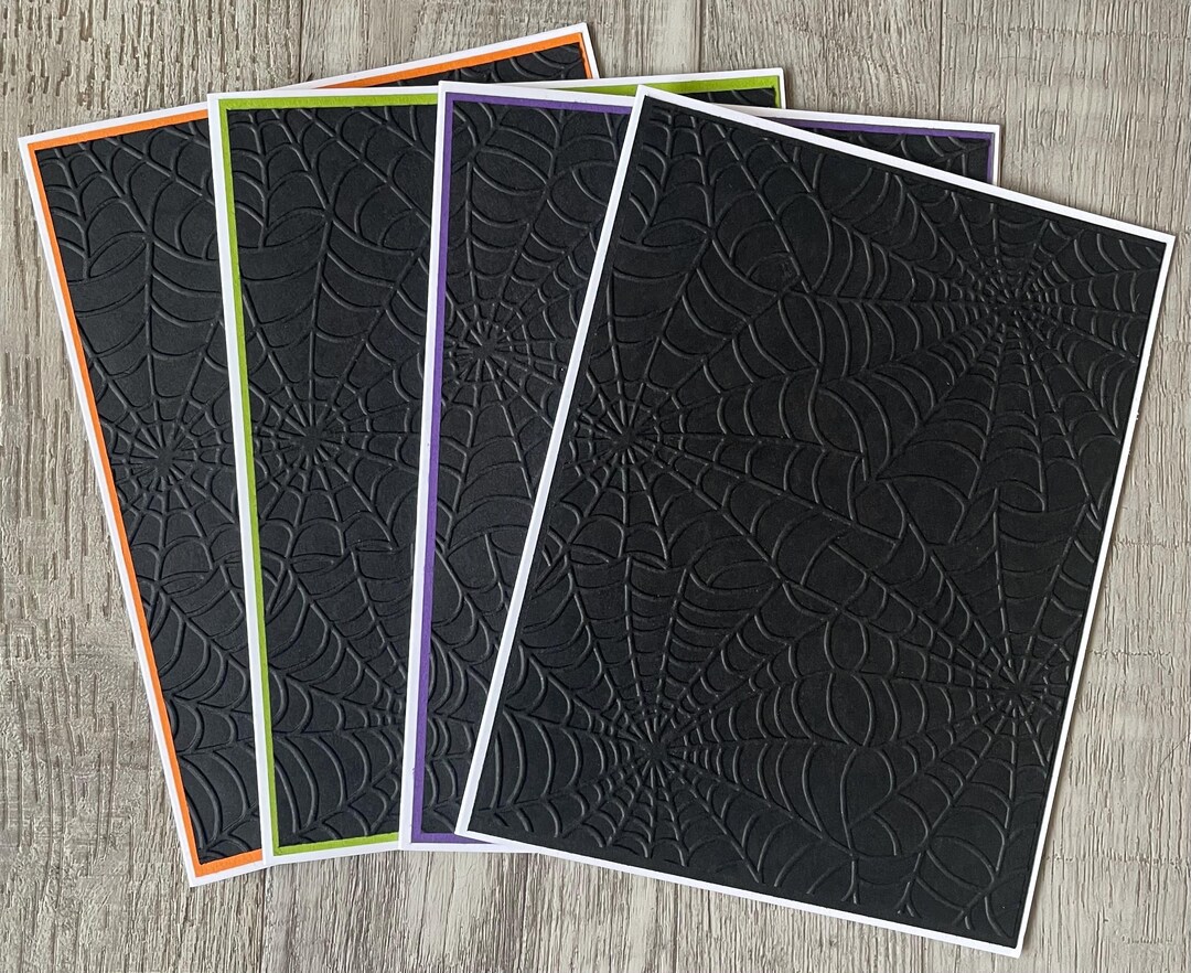 Embossed Spider Web Halloween Cards: Handmade Blank Notecards - Set of ...