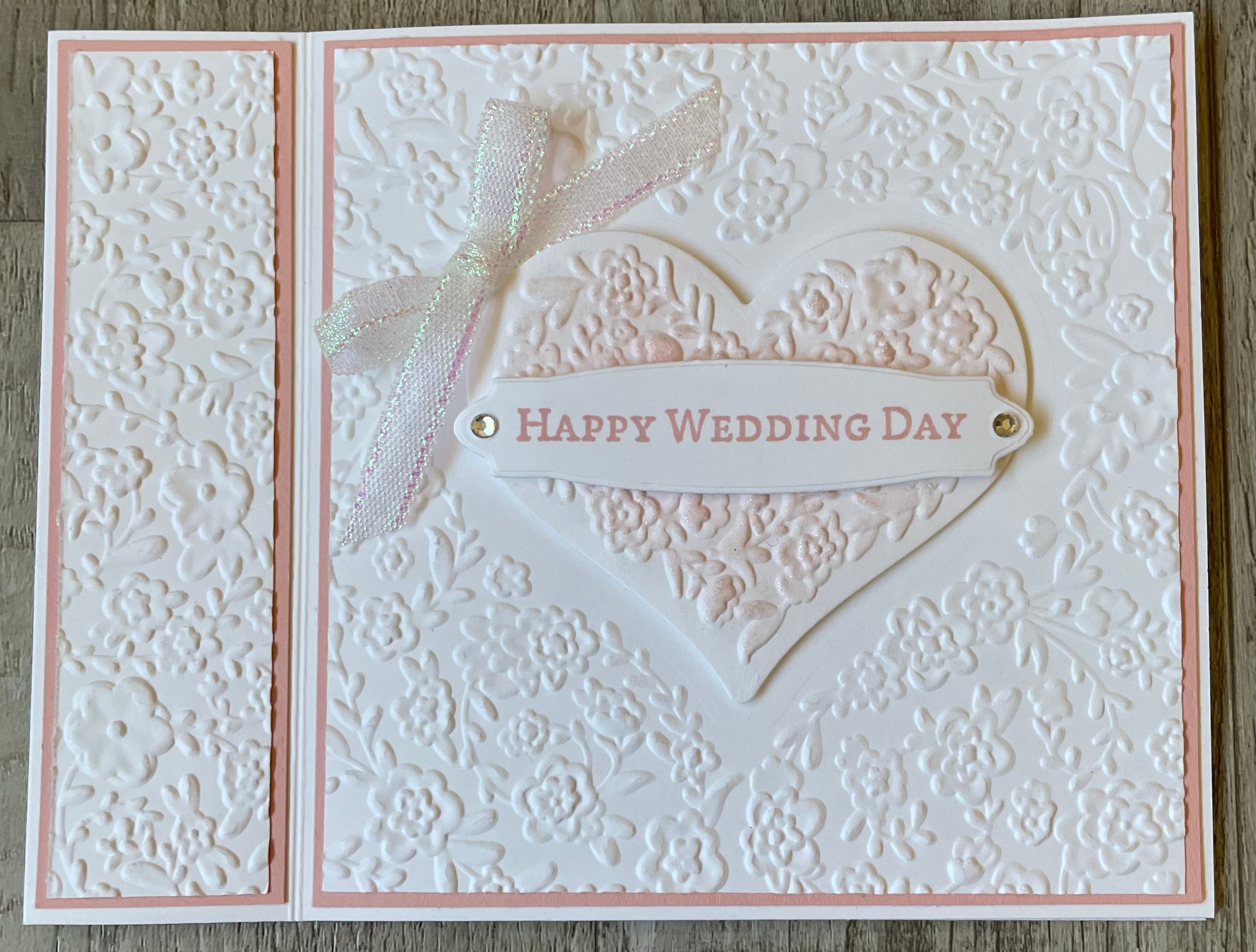 Handmade Wedding Card: Embossed Heart, Customizable Colors - Etsy