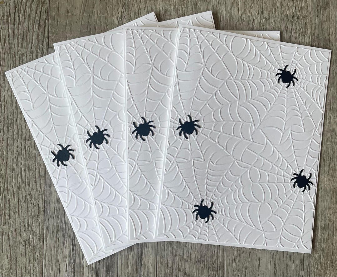 Embossed Spider Web Halloween Cards: Handmade Blank Notecards - Set of ...