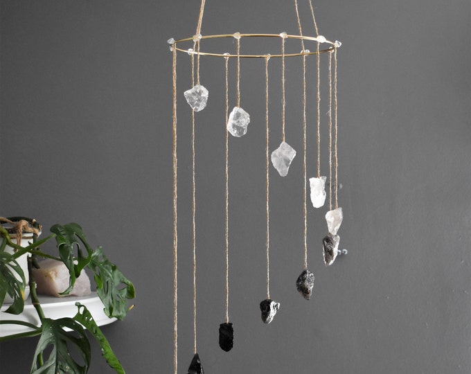 The Rustic Ombre Crystal Mobile Raw Natural Crystals - Etsy