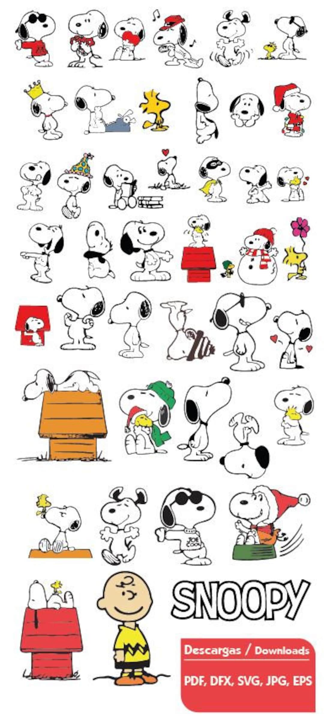 Snoopy Stickers in Vectors for Cutting Plotters - Etsy