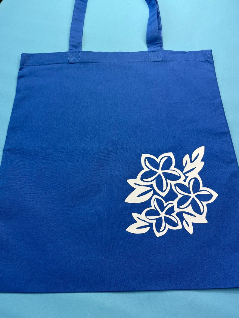 Flower Tote Bag in Blue, Cute Tote Bag, Cotton, Reusable, Flower Tote ...