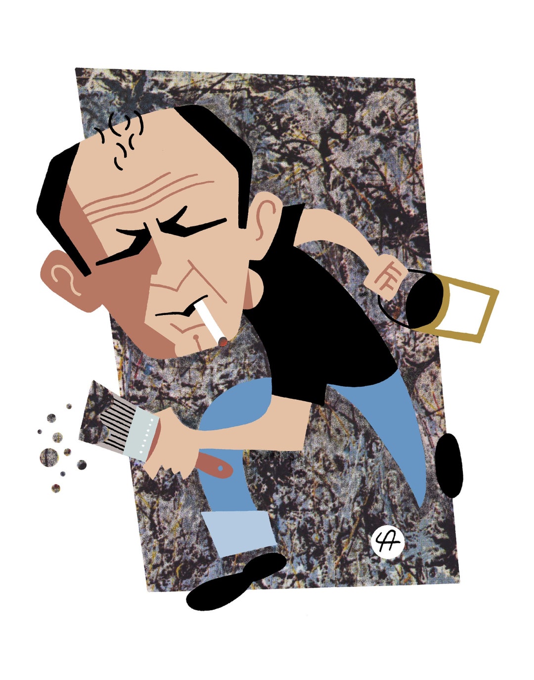 Jackson Pollock Caricature Print by Ashley Holt - Etsy