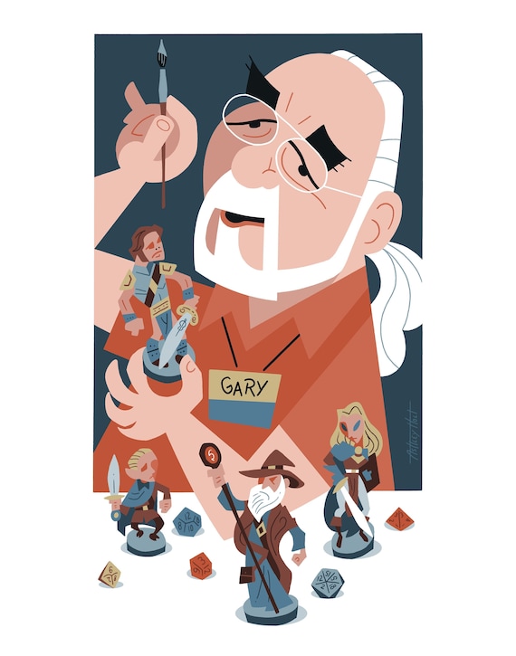 Gary Gygax Caricature Print by Ashley Holt Dungeons and | Etsy