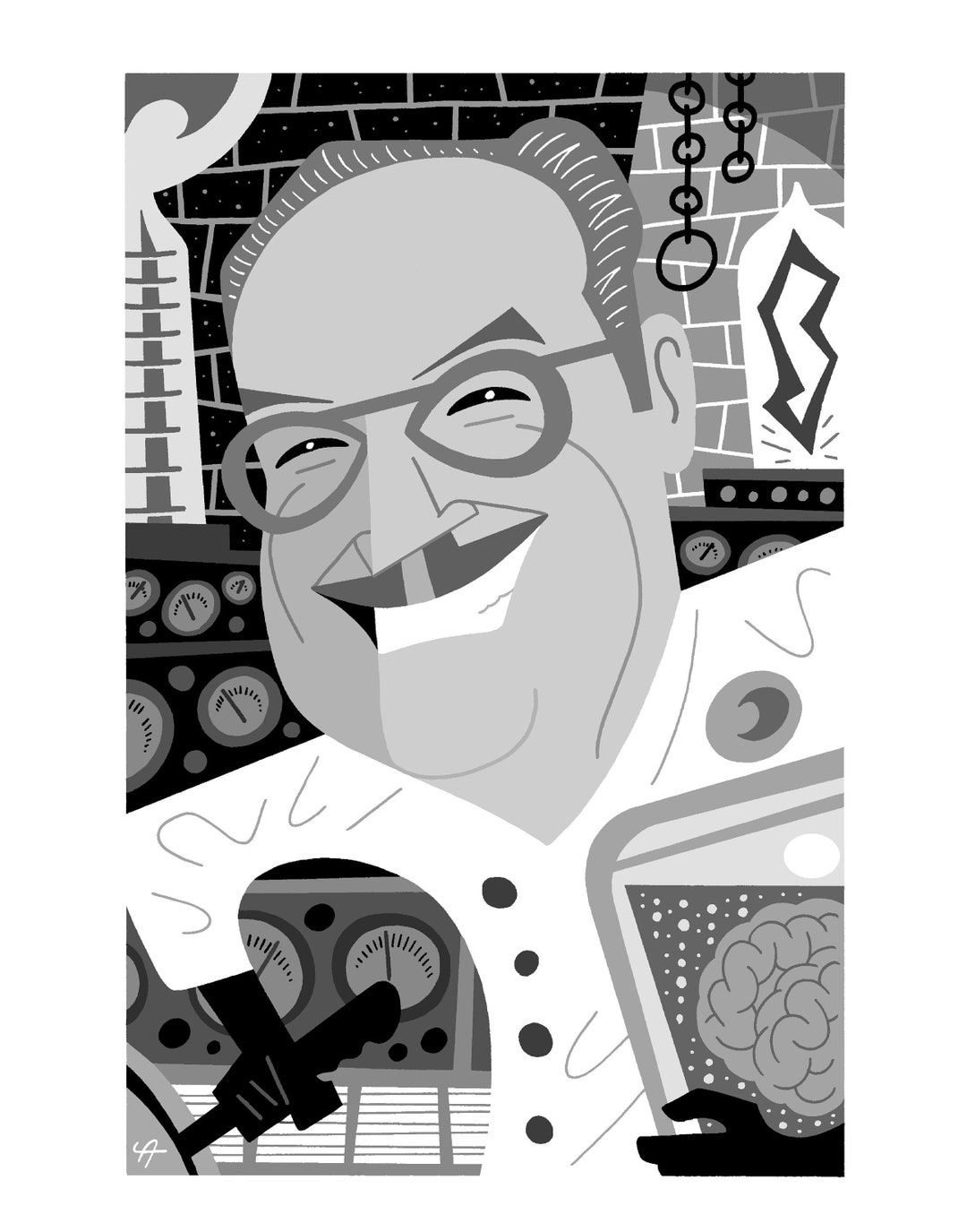 Forrest J. "forry" Ackerman Caricature Print by Ashley Holt - Famous ...