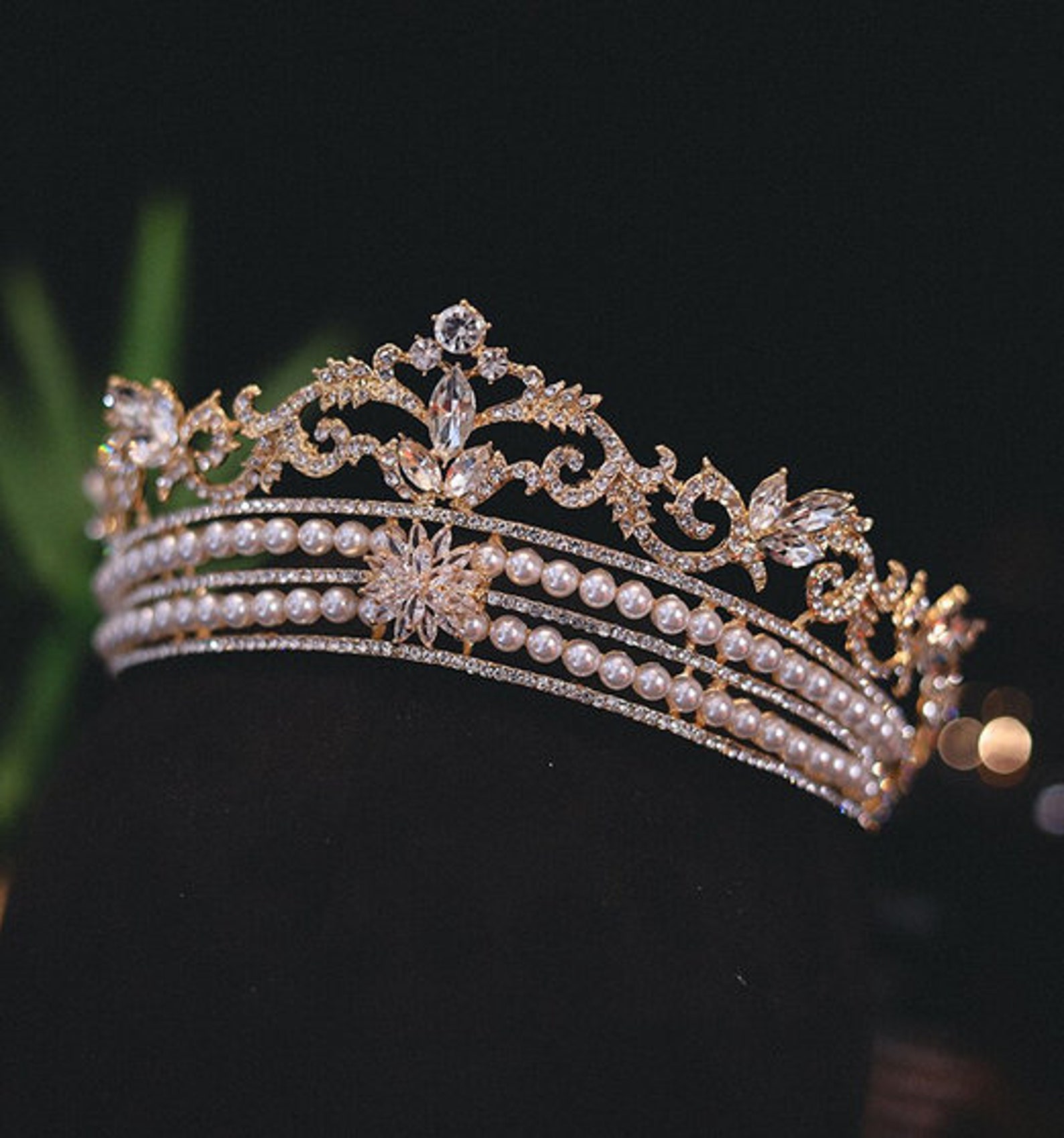 Pearl & Crystal Wedding Tiara Bridal Tiara Pearl Wedding | Etsy