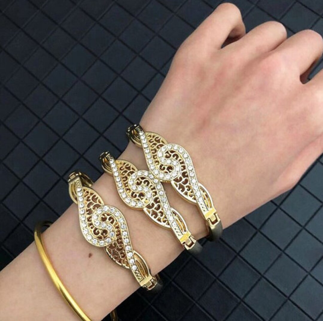 3pcs/set 18K Gold Plated Dubai Bangles Bracelets Cuff Style - Etsy