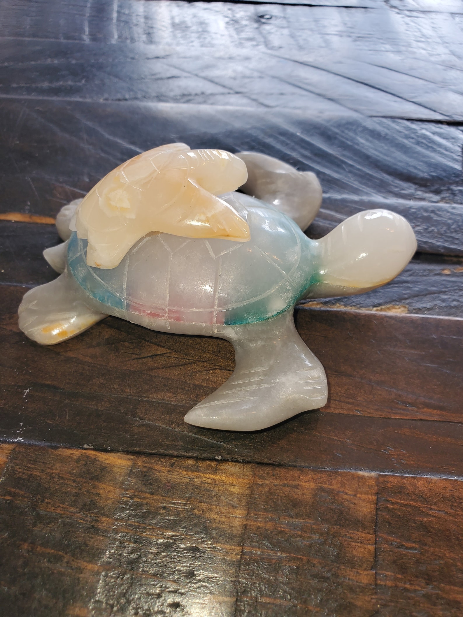 Carved Stone Turtle With Baby - Etsy