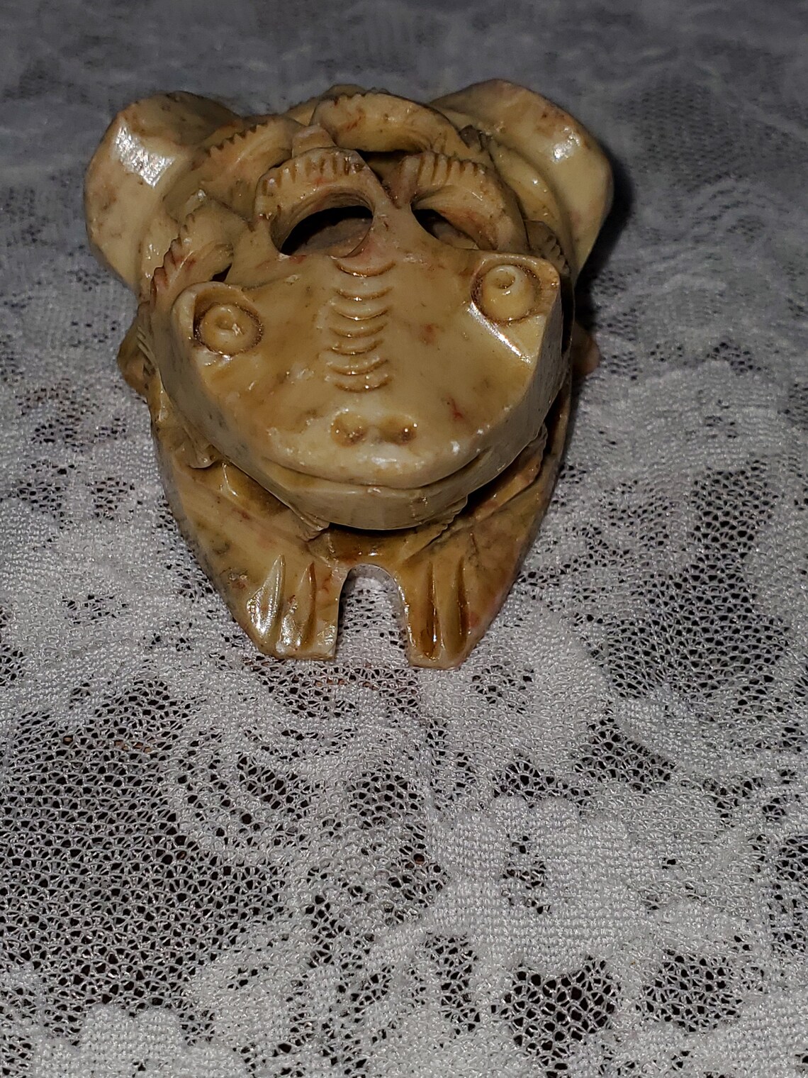 Hand Carved Marble Frog Figurine-unusual Frog With Frog Carved Inside ...