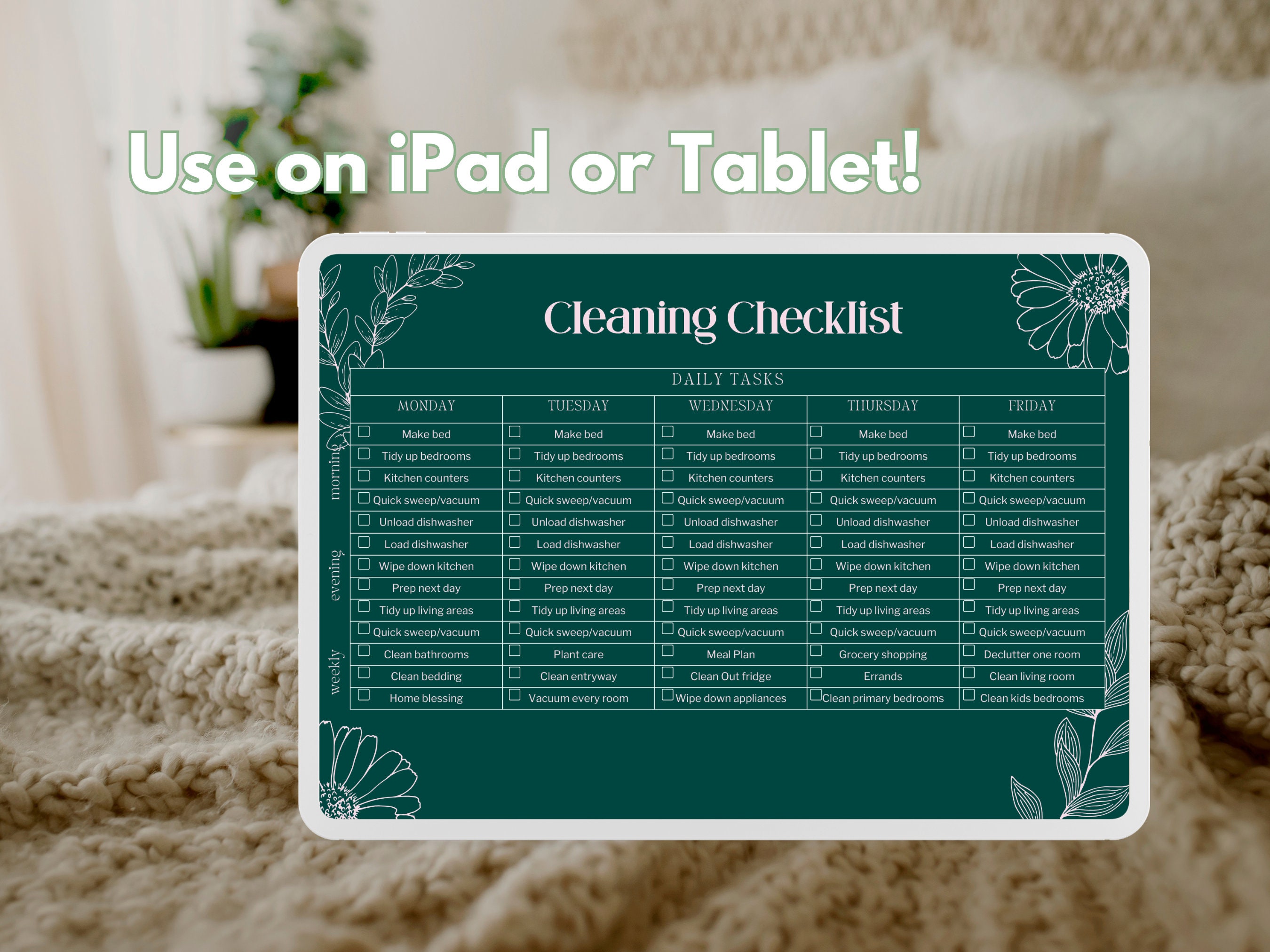Aesthetic Cleaning Checklist Bundle- Stay at Home Mom Cleaning Schedule ...
