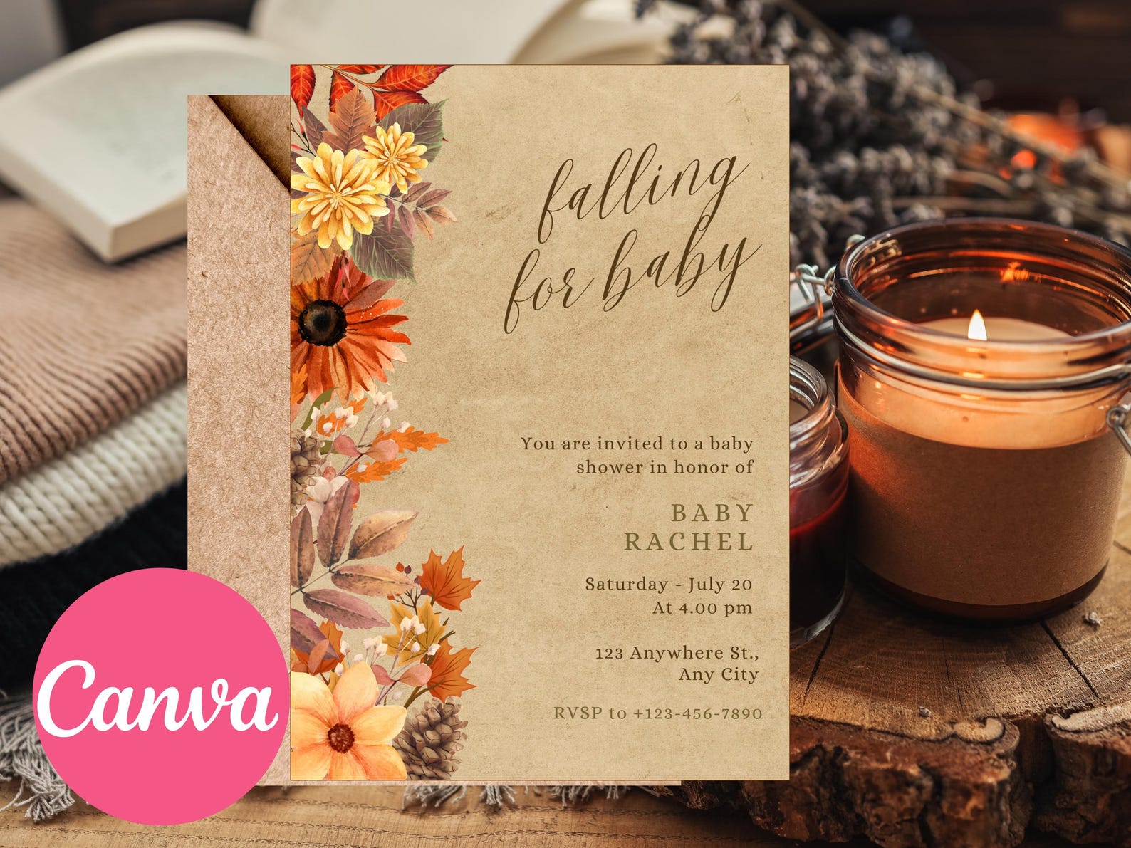 Falling for Baby Shower - Fall Baby Shower Invitation - Autumn Theme ...