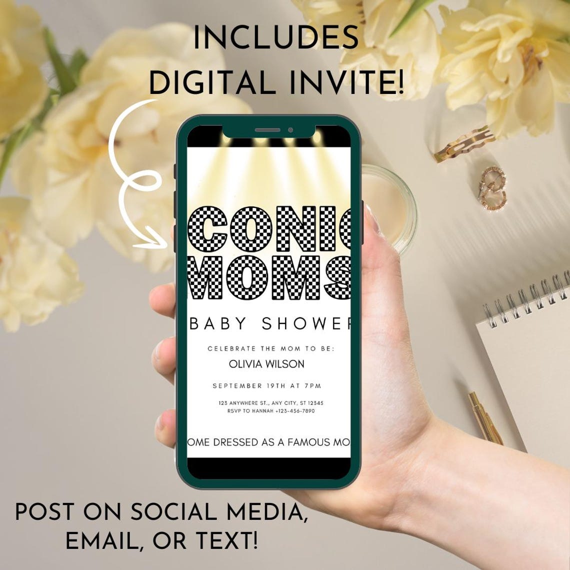 Iconic Moms Baby Shower - Famous Moms Baby Shower Invitation - Baby ...