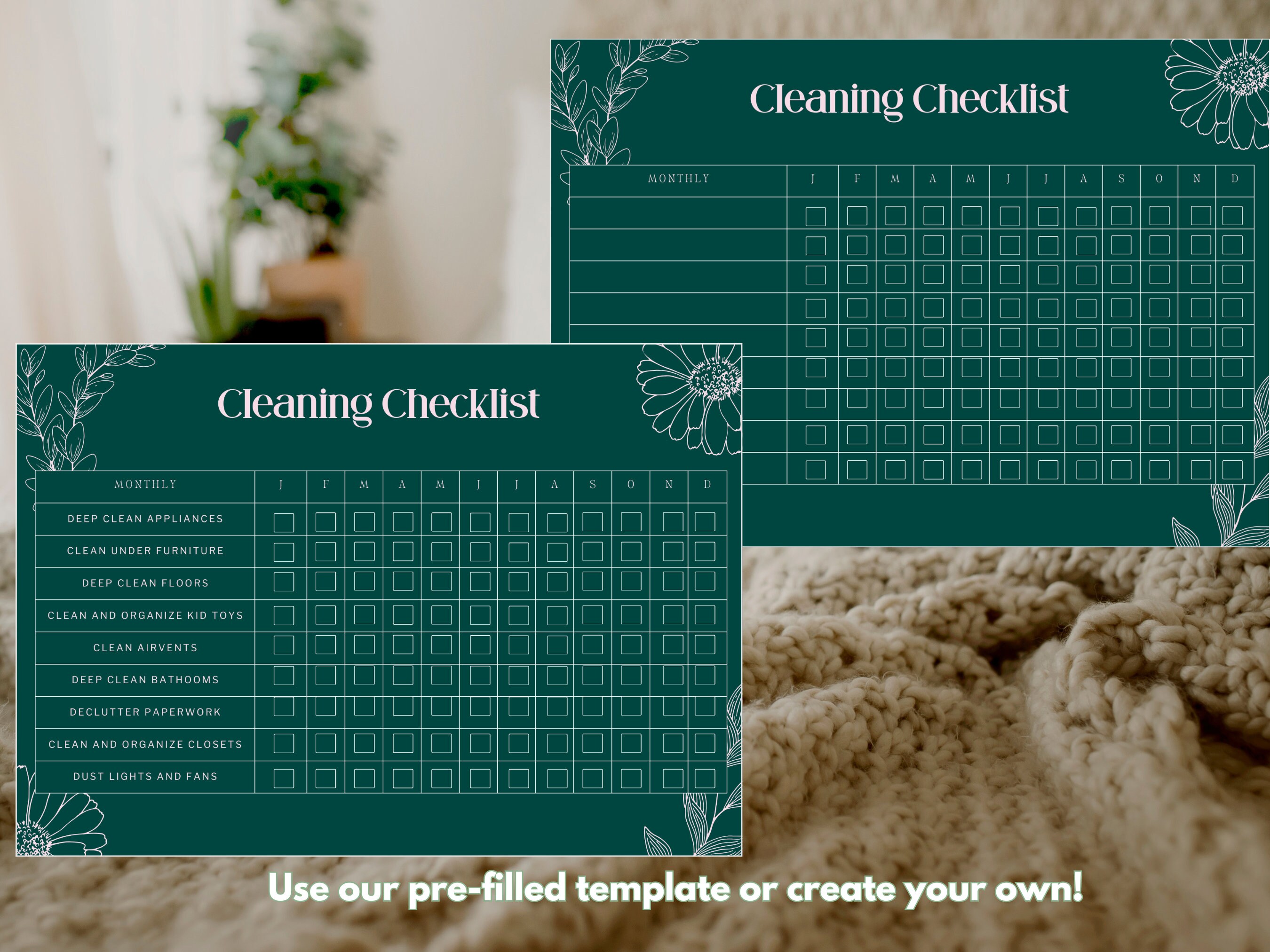 Aesthetic Cleaning Checklist Bundle- Stay at Home Mom Cleaning Schedule ...