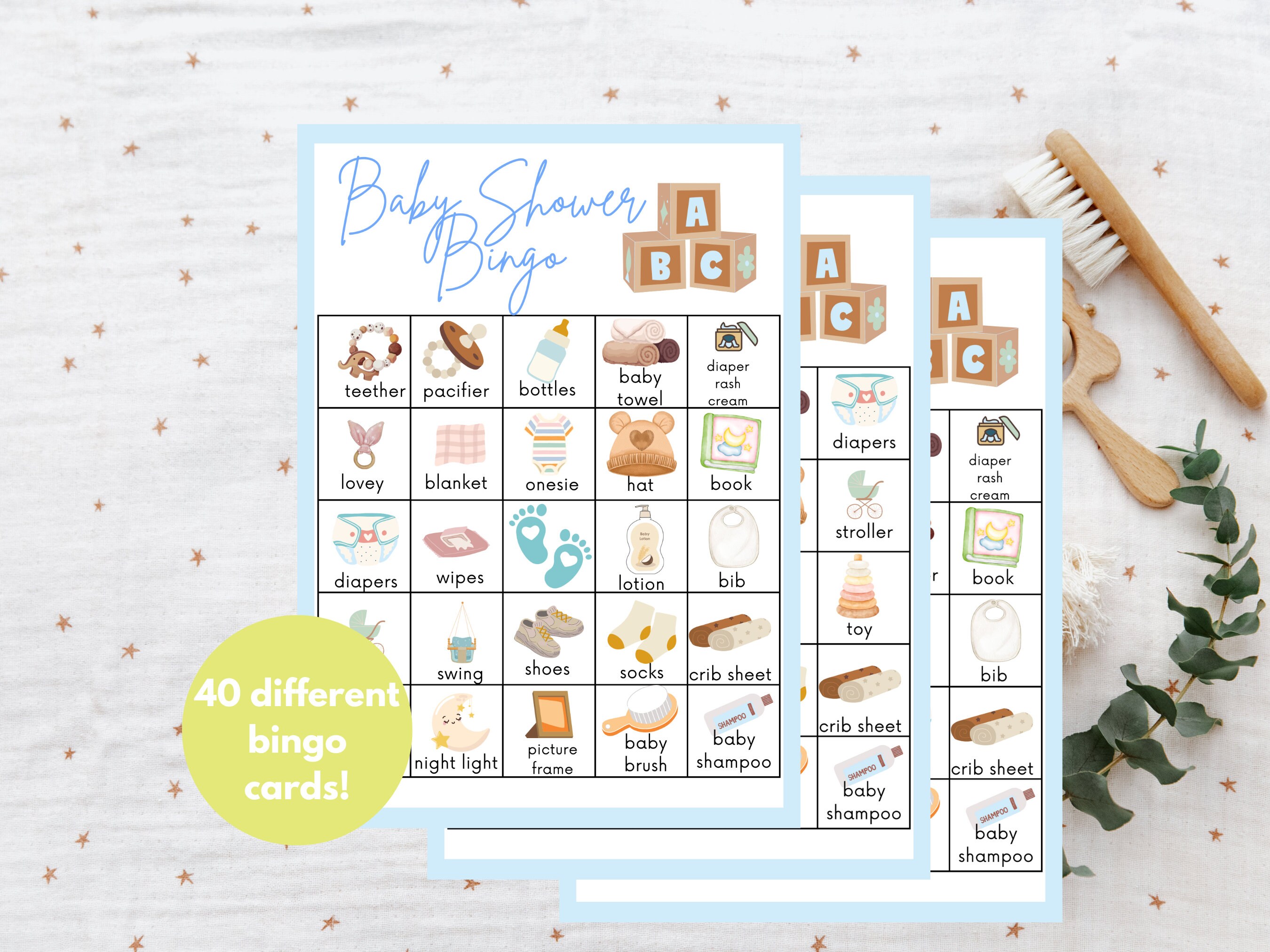 Baby Boy Shower Bingo Game - Printable Baby Bingo Cards - Boy Baby ...
