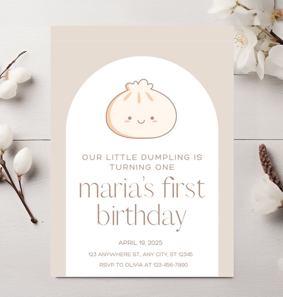 Little Dumpling Birthday First Birthday Party Invite Bao Dumpling Baby ...