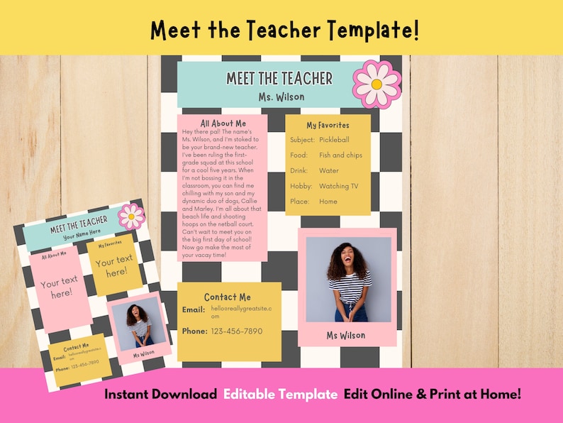 Aesthetic Meet the Teacher Template - Printable Retro Groovy Design for ...