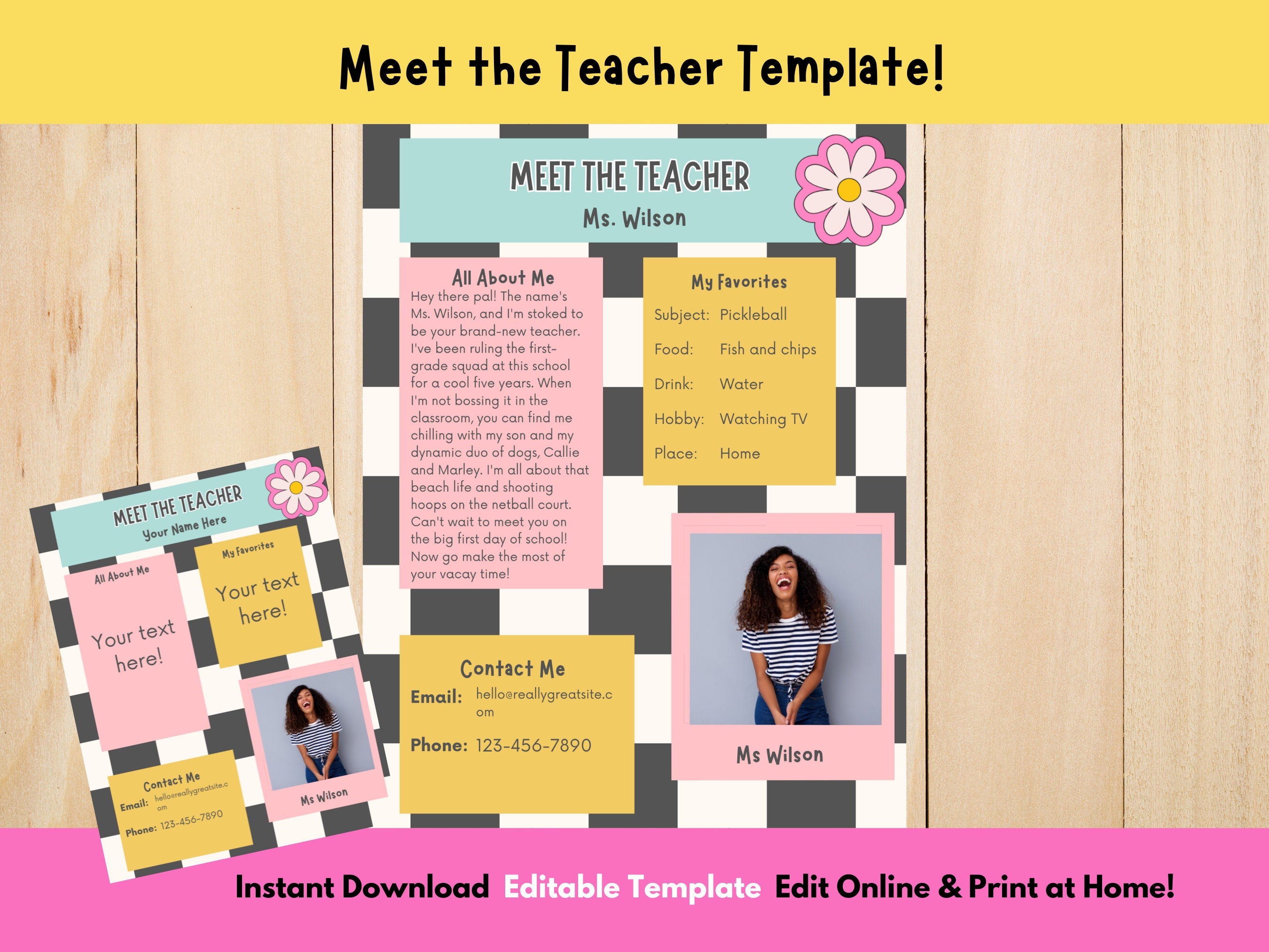 Aesthetic Meet the Teacher Template Printable Retro Groovy Design for ...