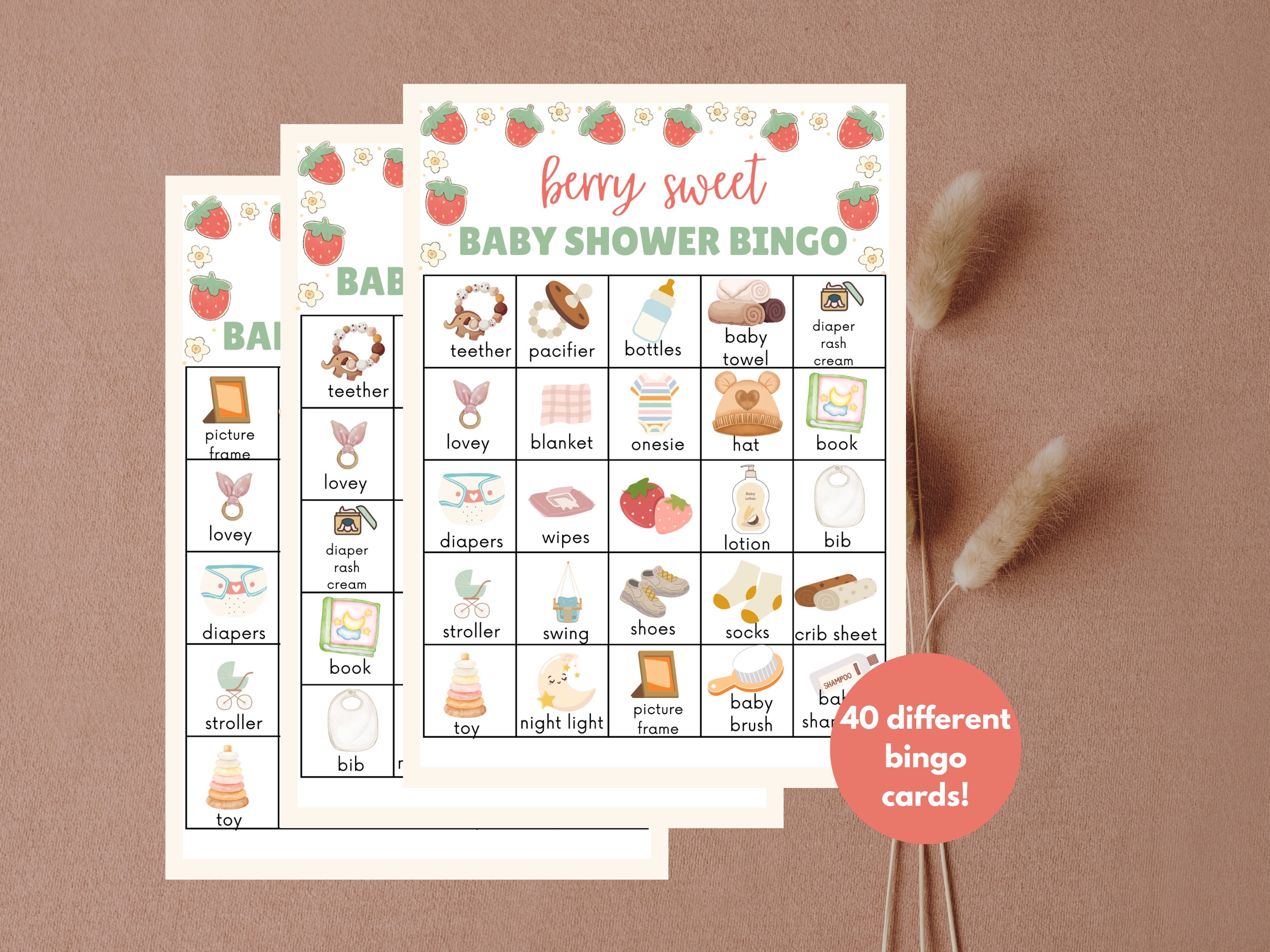 Berry Sweet Baby Shower Bingo Game - Fun and Interactive Baby Bingo ...