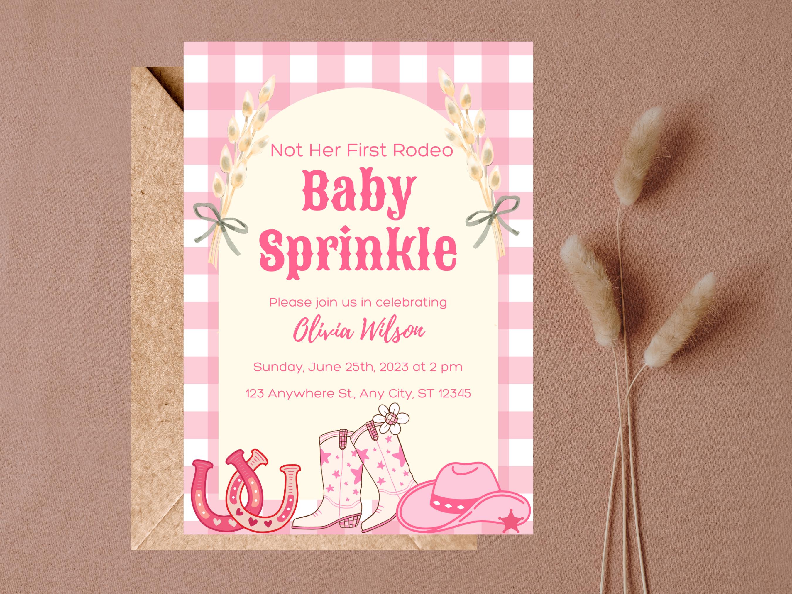 First Rodeo Baby Shower Invite - Cowgirl Theme Baby Shower Invitation ...
