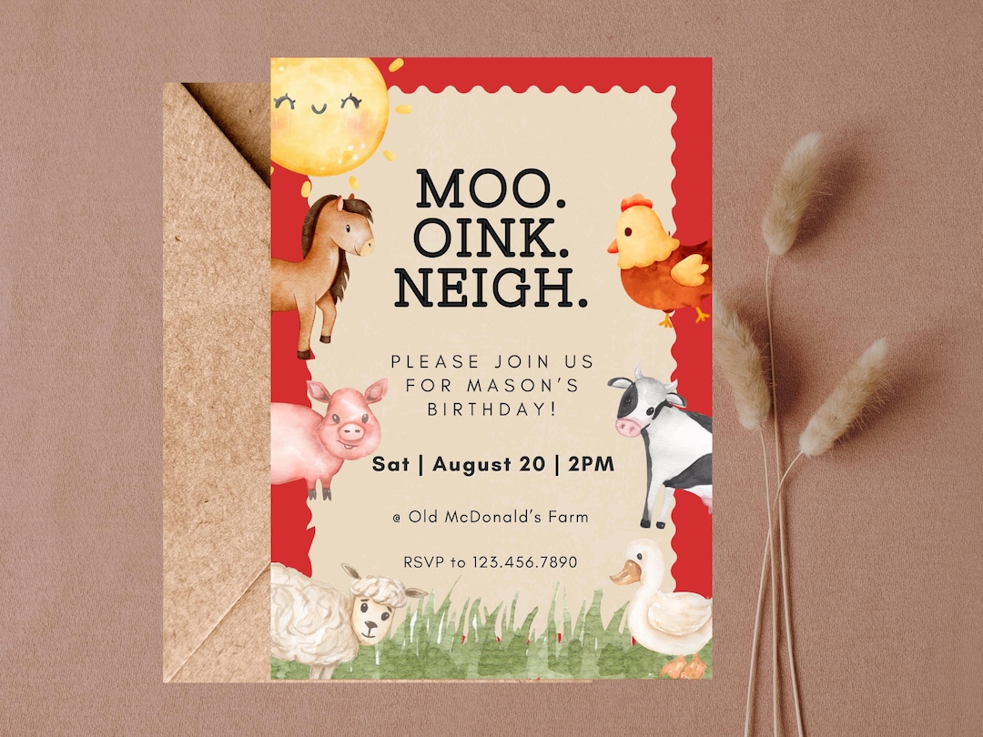 Farm Theme Birthday Invitation - Farmer Birthday Party - Barnyard Party ...