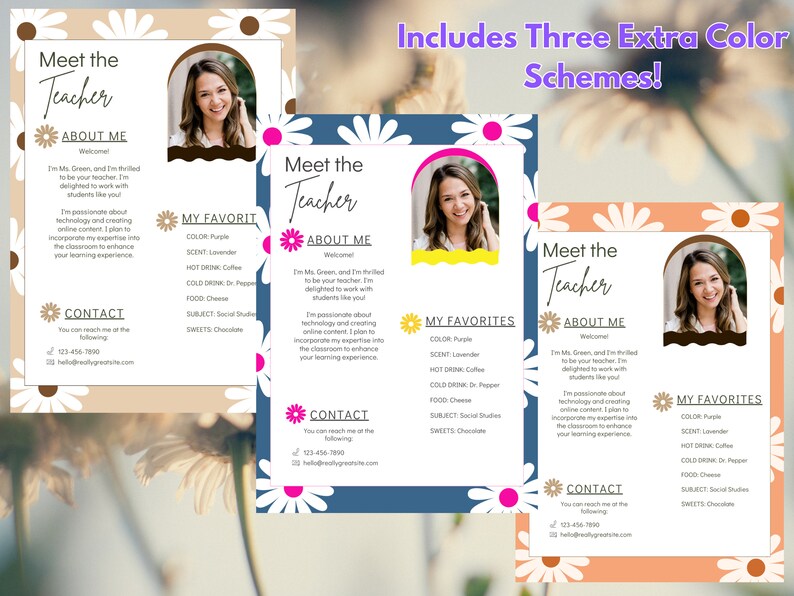 Neon Daisy Meet the Teacher Template - Elementary and Middle School ...